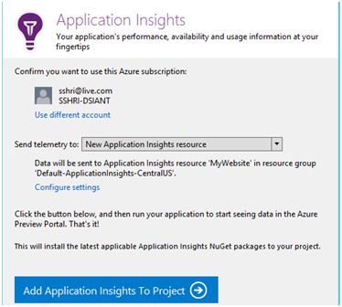 Add Application Insight In Existing ASP.NET Web Application